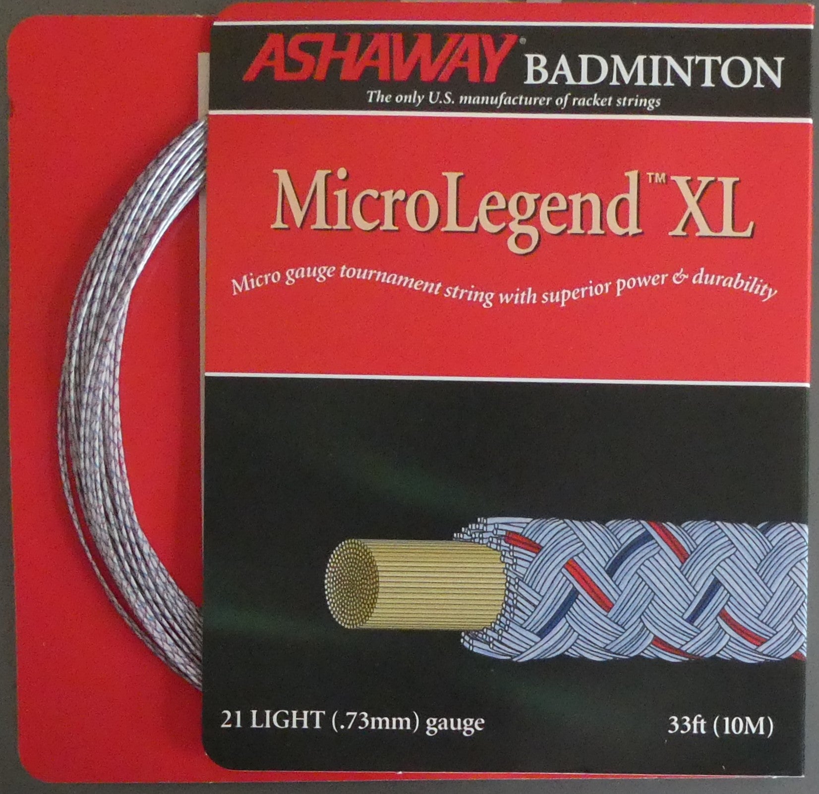 Ashaway MicroLegend XL Badminton String, Gray with Blue Spiral, 10 M S ...