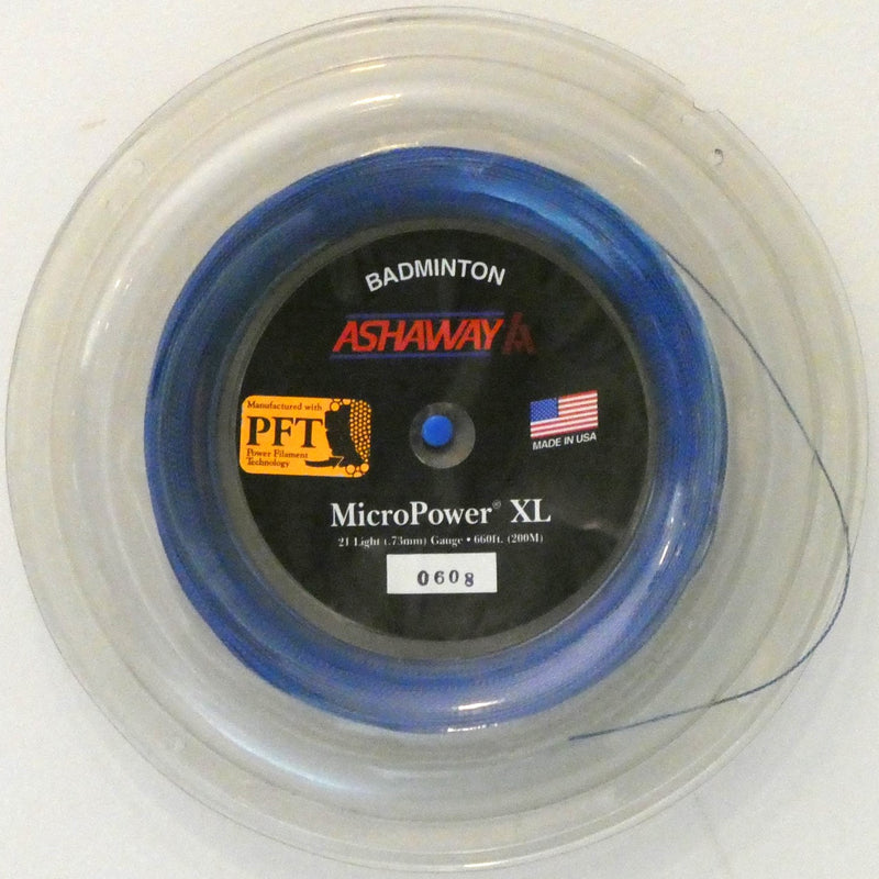 Ashaway MicroPowerXL Badminton String, Blue with Electric Blue spiral ...