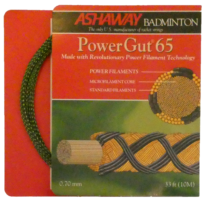 Ashaway PowerGut65 Badminton String, Green with dark green spiral, 10 ...