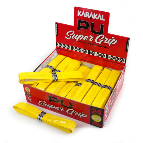 Karakal PU Super Replacement Grip, Yellow, Box of 24 – SquashGear.com